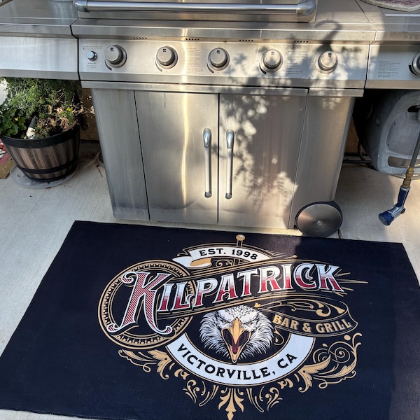 Grill Mat Personalized Outdoor Rug for Dad's BBQ Smoker Backyard BBQ ...