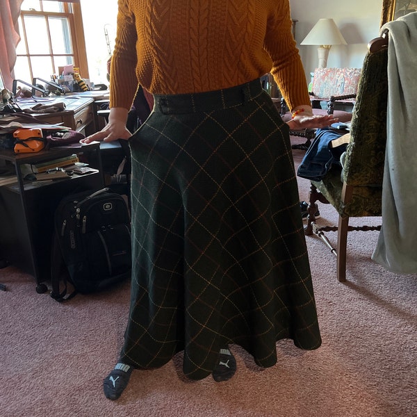 Wool Skirt, Long Wool Plaid Skirt, Tartan Wool Maxi Skirt, Vintage ...