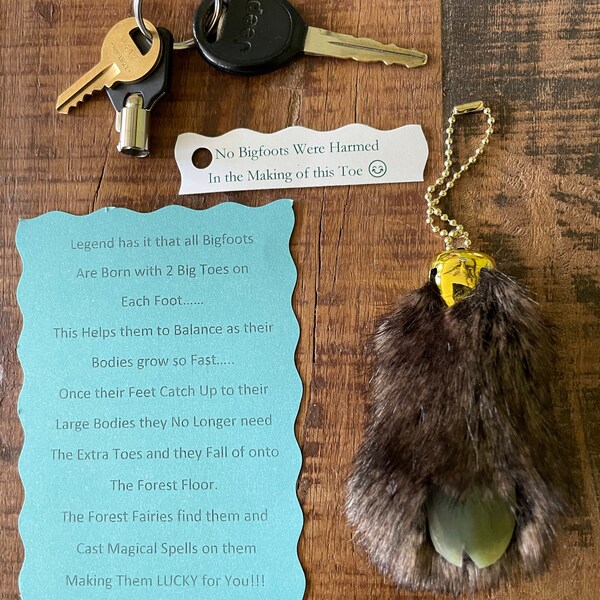 Lucky Bigfoot Toe Bigfoot Key Chain Tag Along Sasquatch Toe Hairy Toe ...