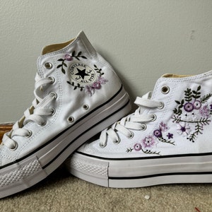 Platform Converse, Flowers Embroidered Wedding Converse Platform Shoes ...