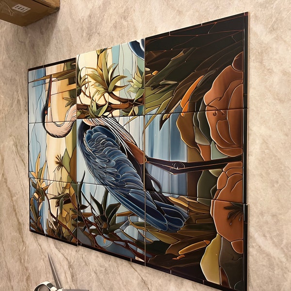 Blue Heron Ceramic Tile, Bird Accent Tile, Decorative Bird Tile - Etsy