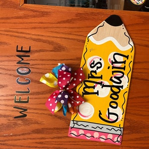Monogrammed Teachers Pencil. Wooden Door Hanger. Teacher Appreciation ...