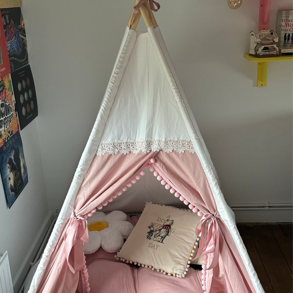 Large Pink Stars Teepee Tent for Kids, Teepee, Kids Teepee, Teepee Tent ...