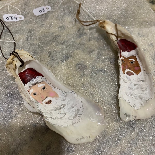Oyster Shell Christmas Santa Ornaments - Etsy
