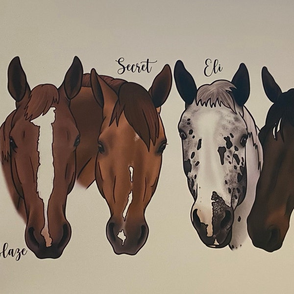 Custom Drawing of Your Horse | Custom Physical Print | Framing ...