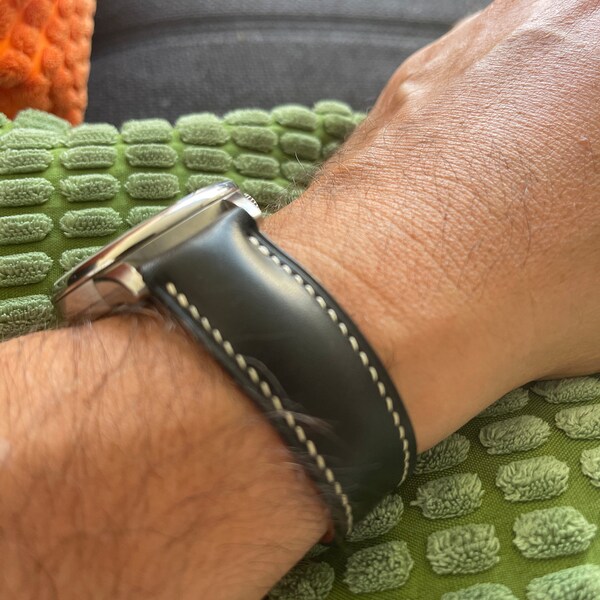 Brown Leather Watch Strap Band, Handmade Padded Watch Band 16mm 17mm ...