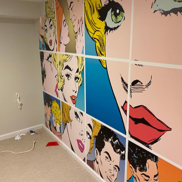 Pop Art Wall Mural, Art Deco, Peel and Stick Wallpaper - Etsy
