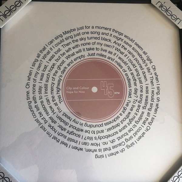 Personalised Favourite Song Lyrics Vinyl Record Print | Unframed ...