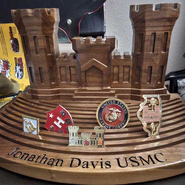Engineer Castle Challenge Coin Holder, Army Engineer, USMC 1371, Combat ...