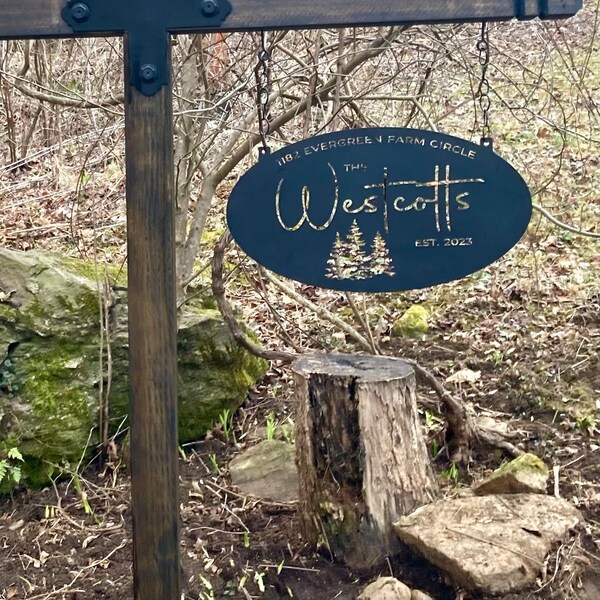 Oval METAL Evergreen SIGN ,personalized Metal Sign, Personal Door Sign ...