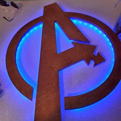 Illuminated Avengers Wooden LED Sign, Wall Sign, Avengers Wall Art ...