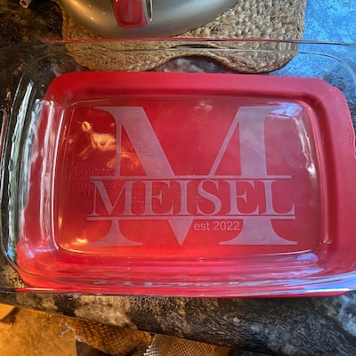 Personalized Etched Pyrex Baking Casserole Dish Wedding Bridal Shower ...