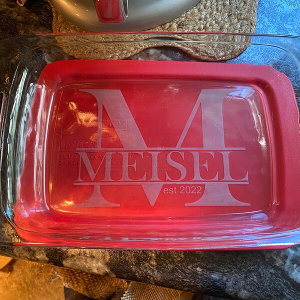 Personalized Etched Pyrex Baking Casserole Dish - Wedding Bridal Shower ...