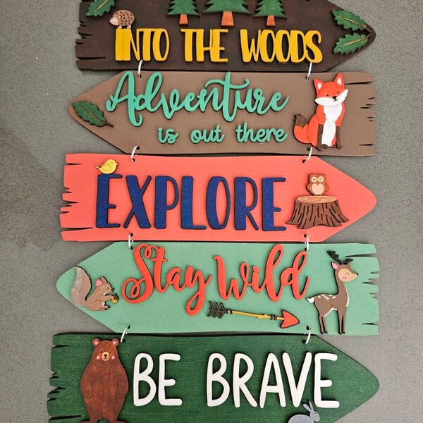 Blank Craft Kit Laser Cut Wooden MDF Direction Sign Theme Room Door ...