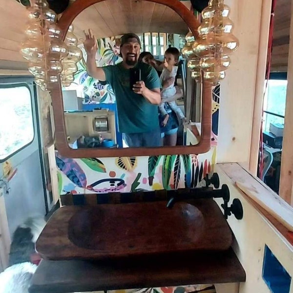 Wavy Concrete Mirror, Artistic Irregular Rock Mirror, Organic Home ...