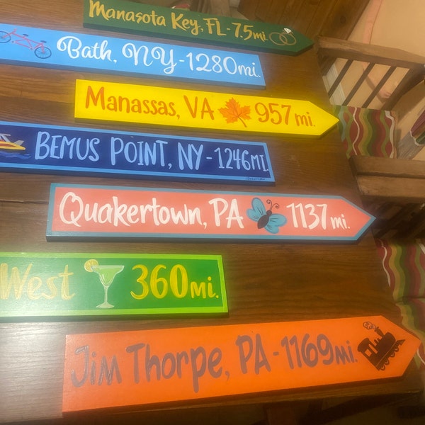 Family Directional Signs Personalized Mileage Arrows, Fully ...