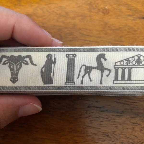Ancient Greek Motif 2 Widths Cotton Ribbon With Amphora Spartan ...