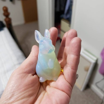 1pc Hand Carving Opalite Rabbit,quartz Crystal Rabbit,mineral Specimen ...