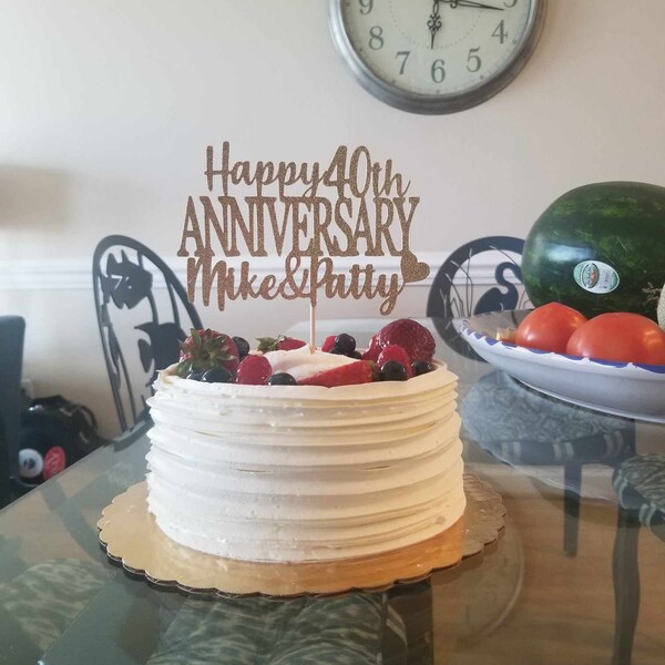 Custom Happy Anniversary Cake Topper, 25th Wedding Anniversary ...