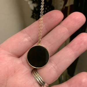 Black Obsidian Circle Pendant Necklace for Her Minimalist - Etsy