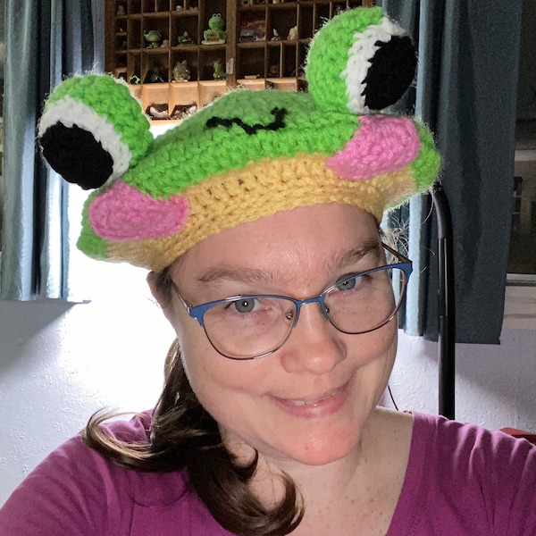 Froggy Beret Crochet Pattern, Crochet Hat Pattern, Kawaii Frog Hat ...