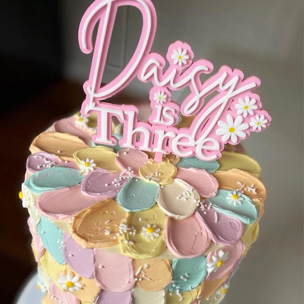 Custom Daisy Acrylic Cake Topper: Name & Age - Etsy