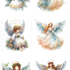 Christmas Angel Clip Art, JPG Watercolor, Cute Angel Christmas ...