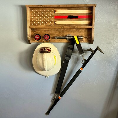 Rustic, Coat Rack, Duty/gear Rack, Wooden, American Flag subdued Colors ...