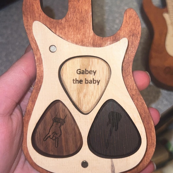 Personalized Guitar Pick Box: Wooden Plectrum Case, Musician Gift - Etsy