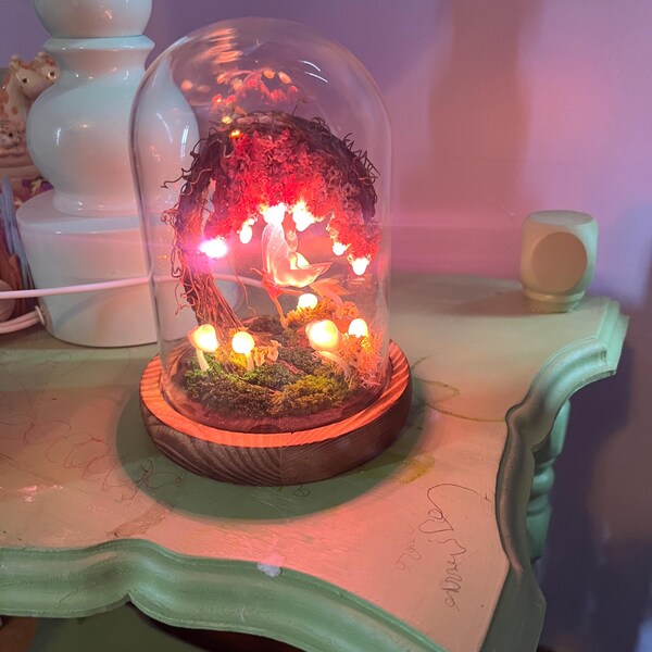 Enchanted Forest Mushroom Lamp, Yellow Mushroom Night Light, Table Top ...