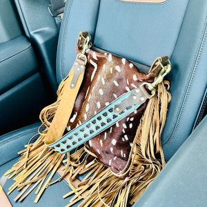 Double Fringe 15x15 Axis Print Cowhide Purse - Etsy