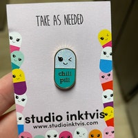 Pharmacy Chill Pill Pin Black With White Glitter. Cute Medical Chill ...