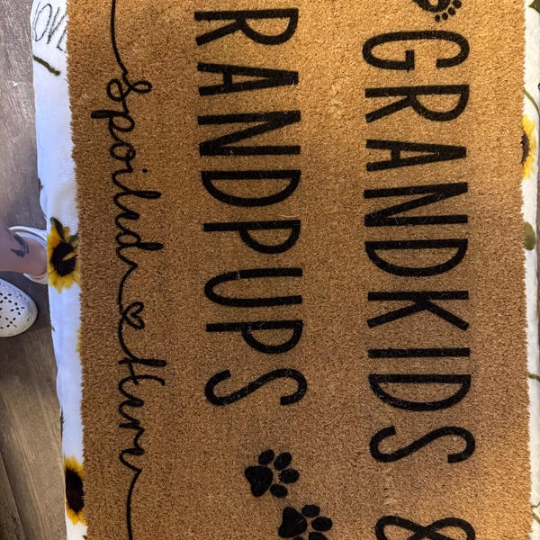 Grandkids and Grandpups Spoiled Here Doormat for Grandma Welcome Mat ...