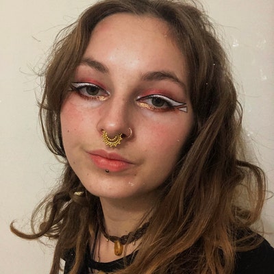 Gold Triple Stacked Beaded Septum Ring With Gap Piercing Hoop Conch ...