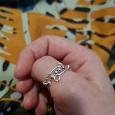 Thumb Fidget Ring, Anxiety Ring With Silver Colour Balls 1x Ring PLEASE ...