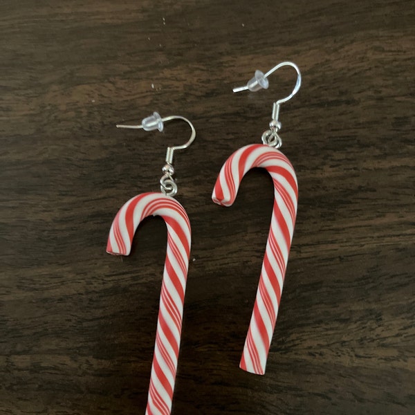 Candy Cane Dangle Earrings, Christmas Earrings, Hypoallergenic, Candy ...