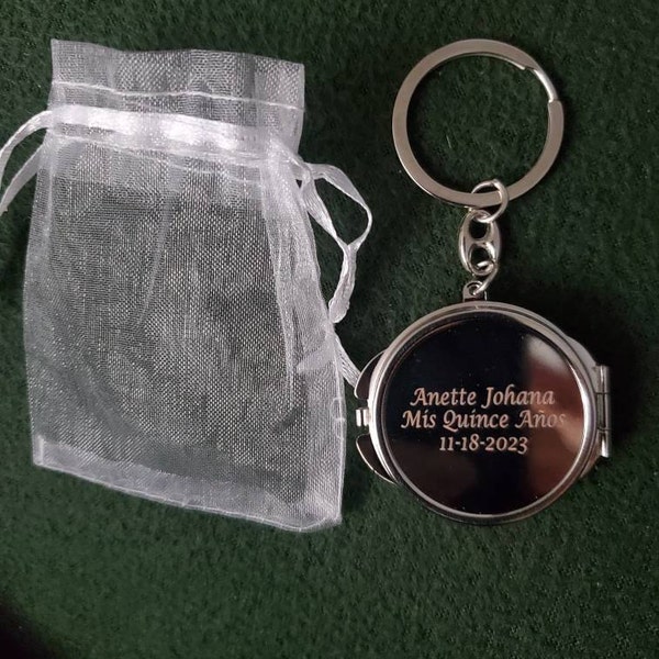 12 PCS Personalized Quinceanera Party Favor Sweet 16 Mirror Keychain ...