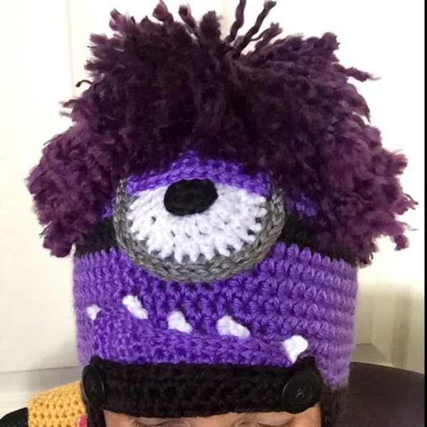 Evil Purple Minion Inspired Ear Flap Hat- MADE to ORDER- Newborn to ...