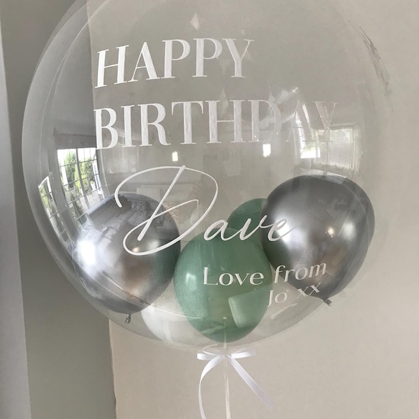 Personalised Bubble Balloon | Clear Helium Balloon | Personalised Text | 24" Deco Bubble ...