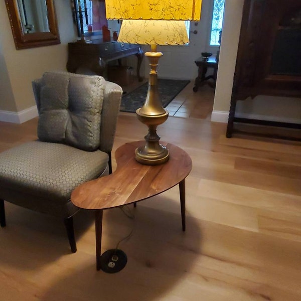 Walnut Kidney Bean Side Table - Mid Century Modern - Etsy