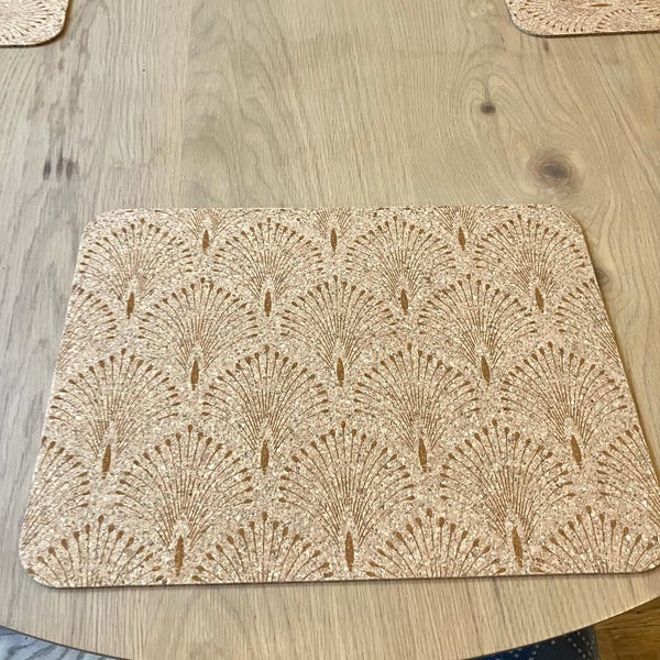 Portugal Cork Table Mats Placemats Set, Rectangular, Stain Heat Water ...