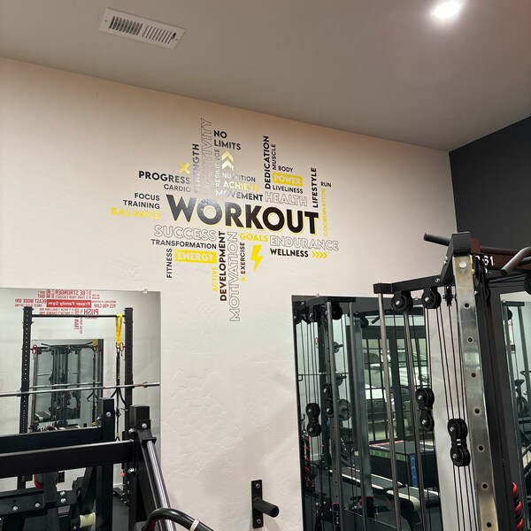 Workout Vinyl Gym Wall Decal Inspirational Words Gym Decal Fitness