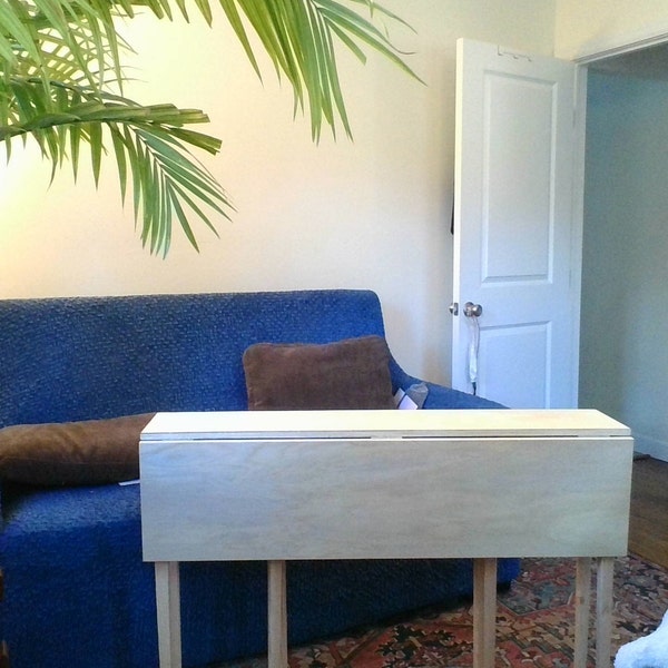 Small Narrow Wood Dining Table. Space Saving Drop Leaf Folding Wooden ...