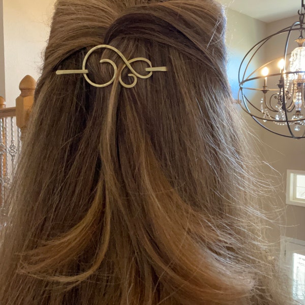 Celtic Spiral Hair Pin in Copper or Brass Barrette Hair Holder - Thin ...