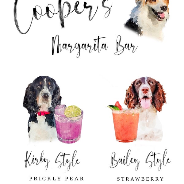 Watercolor Pet Signature Cocktail Sign - Two Pets - Etsy