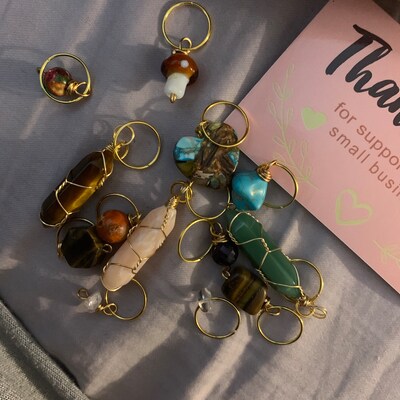 Silver Hair Rings W/ Chakra Beads Braid Rings Braid Jewelry Dread Rings ...