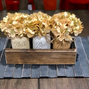 Farmhouse Decor Centerpiece Floral Rustic Mason Jar Centerpieces Wood ...