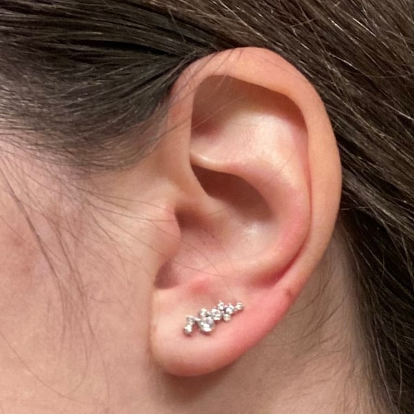 Sterling Silver Cluster Ear Climbers | Cluster Earrings | Unique Ear ...