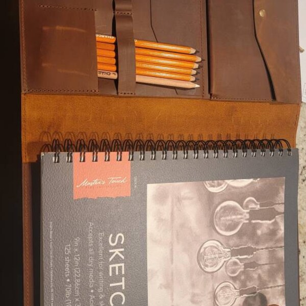 Handmade Leather Sketchbook Cover, Traveler's Leather Artist Sketch Pad ...