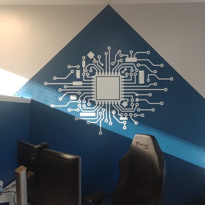Technology Wall Decal Circuit Board Wall Sticker Binary Code Computer ...